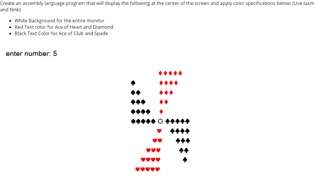 Solved Create an assembly language program that will display | Chegg.com