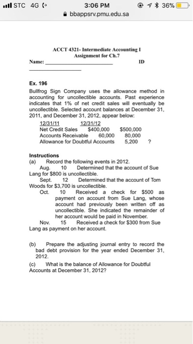 Solved STC 4G 3:06 PM bbappsrv.pmu.edu.sa ACCT | Chegg.com
