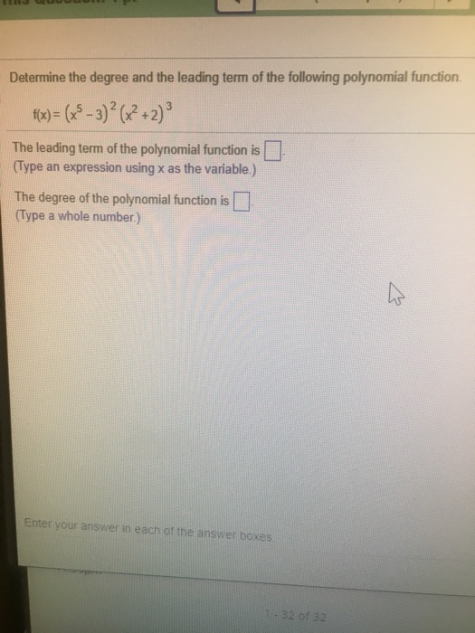 Solved Determine the degree and the leading term of the | Chegg.com