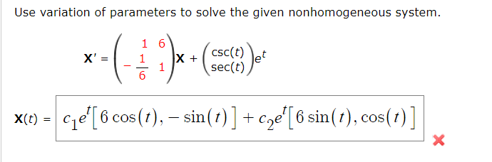 Solved Use variation of parameters to solve the given | Chegg.com
