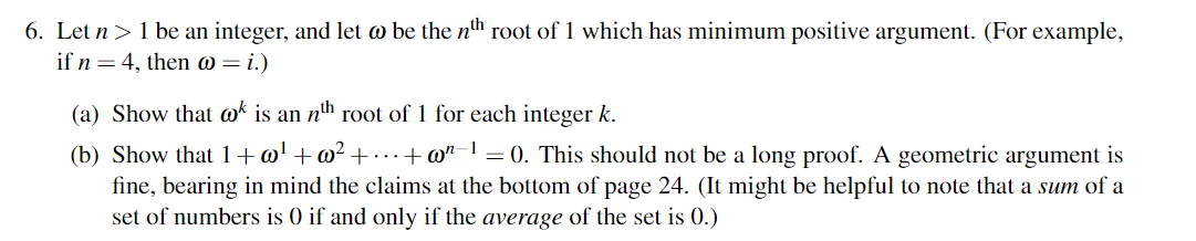 Solved Let n>1 be an integer, and let ω be the nth root of | Chegg.com