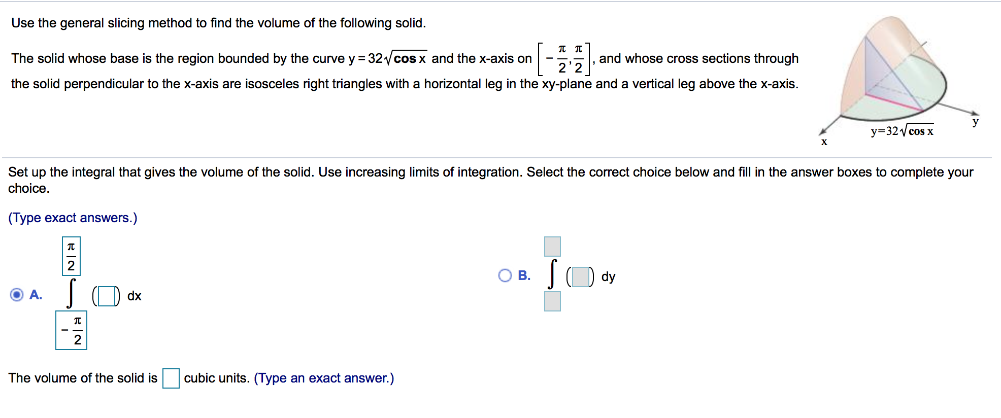 Solved Use the general slicing method to find the volume of | Chegg.com