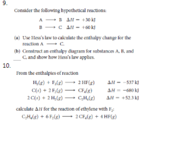 Solved Consider the following hypothetical reactions: | Chegg.com