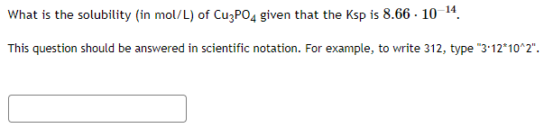 Solved What is the solubility (in mol/L ) of Cu3PO4 given | Chegg.com