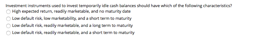 Solved Investment instruments used to invest temporarily | Chegg.com