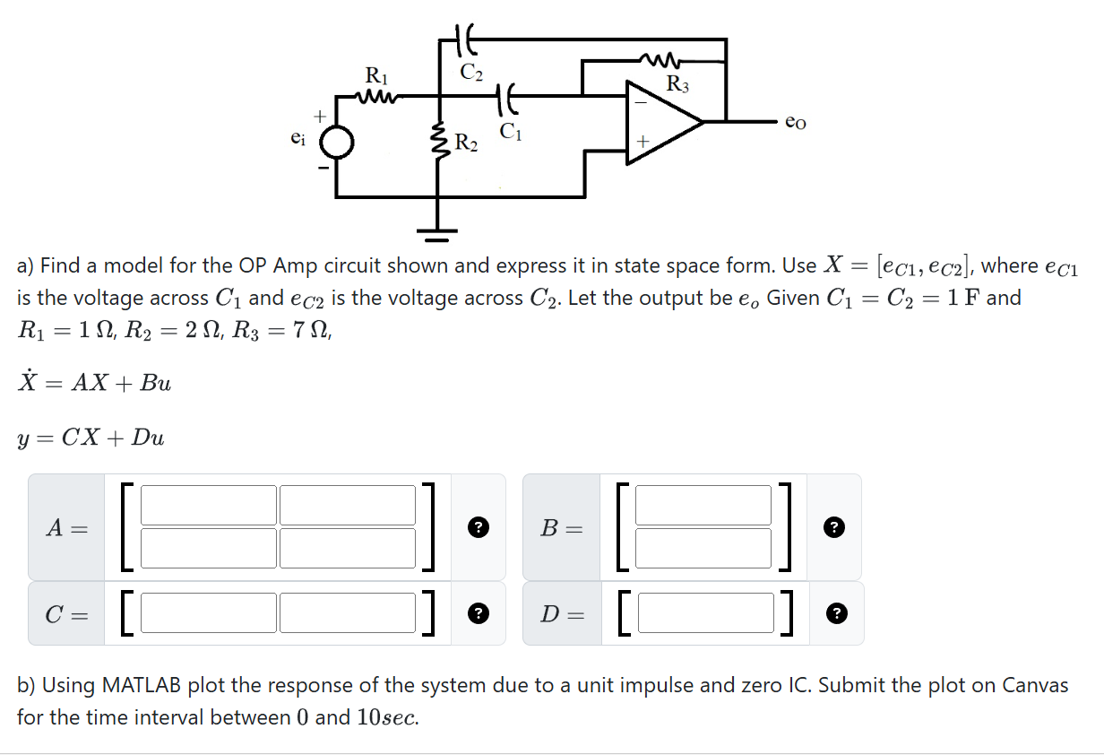 Solved by an EXPERT ax=[eC1,eC2], ﻿where eC1is ﻿the voltage across C1 | Chegg.com