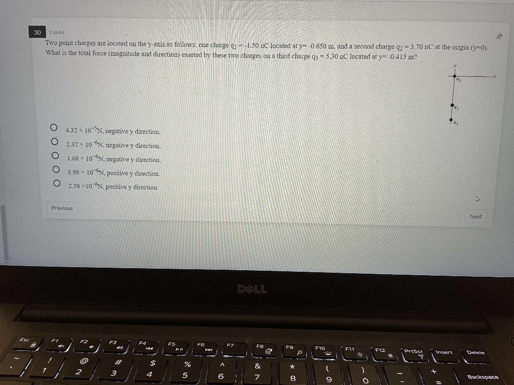 Solved -10 30 1 point Two point charges are located on the | Chegg.com