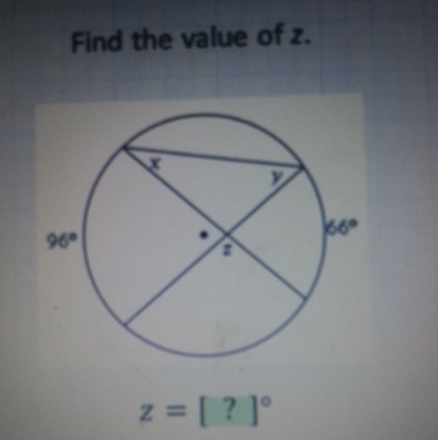 Solved Find the value of z 96° | Chegg.com