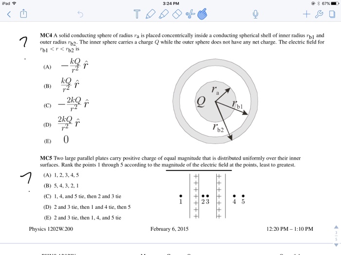 Solved A solid conducting sphere of radius r_a is placed | Chegg.com