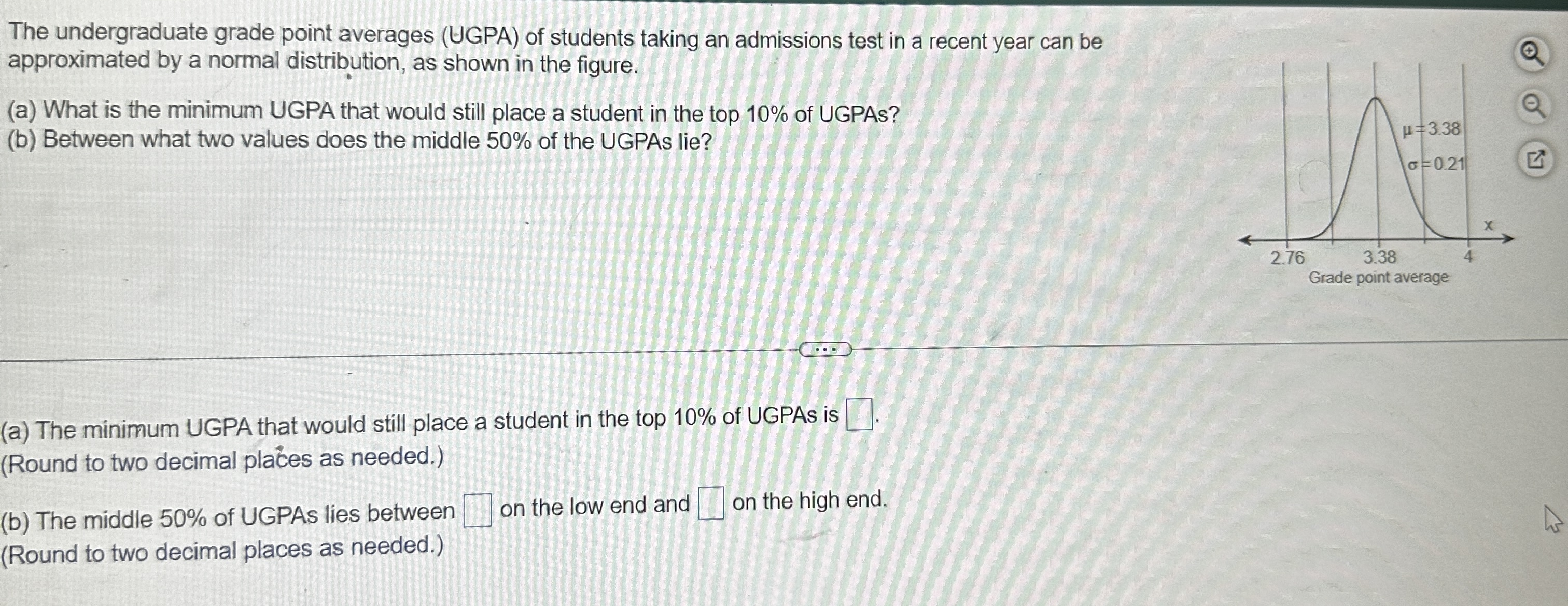 Solved The undergraduate grade point averages (UGPA) ﻿of | Chegg.com
