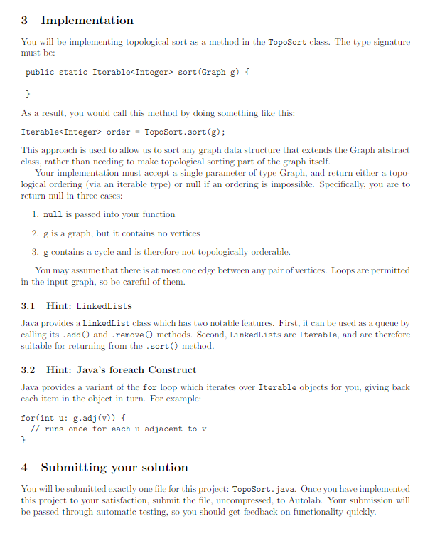 Solved public class TopoSort { /** * Part 1: | Chegg.com