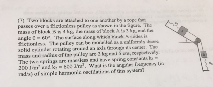 Solved (7) Two blocks are attached to one another by a rope | Chegg.com