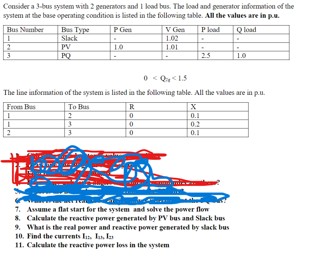 Solved Consider a 3-bus system with 2 generators and 1 load | Chegg.com