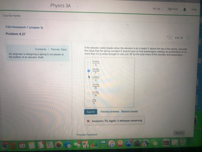 Solved Physics 3A Hi, Lei Sign Out Help Course Home