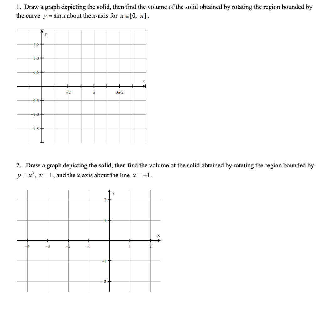 Solved 1. Draw a graph depicting the solid, then find the | Chegg.com