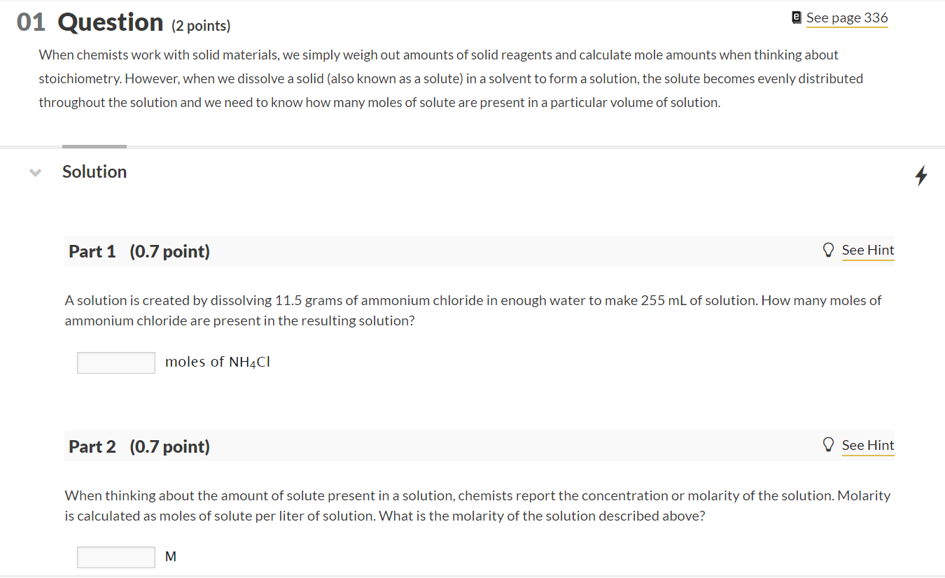 Solved Question (2 points) 르 See page 336 When chemists work | Chegg.com