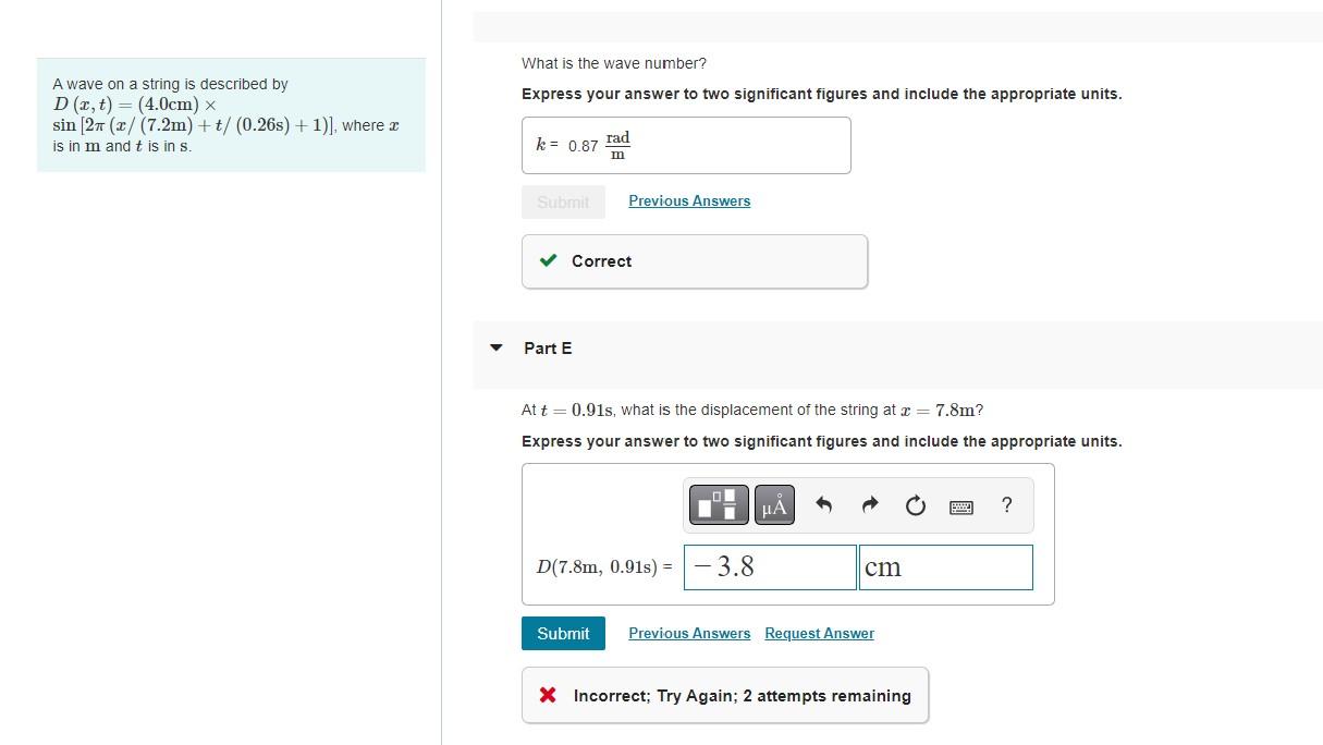 Solved What is the wave number? A wave on a string is | Chegg.com