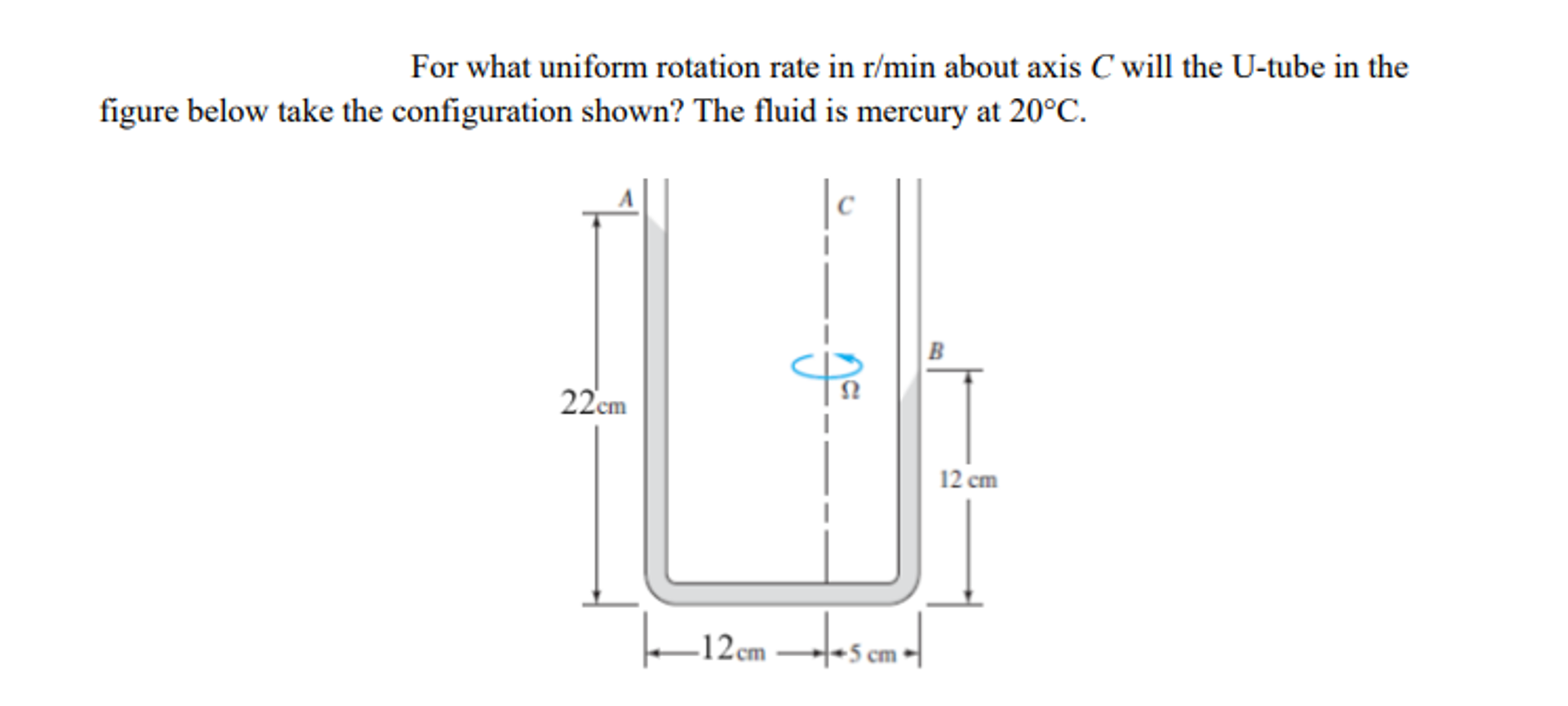 Solved For what uniform rotation rate in r/min about axis C | Chegg.com