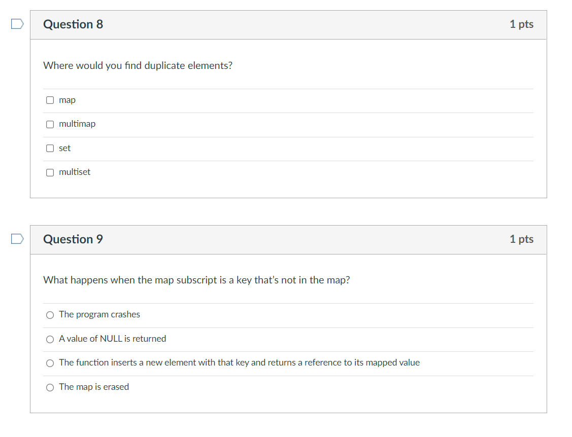Solved Question 8 1 pts Where would you find duplicate | Chegg.com