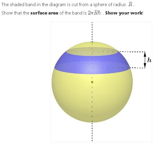 Solved The shaded band in the diagram is cut from a sphere | Chegg.com