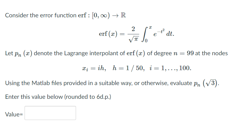 Solved Consider the error function erf : [0,00) +R 2 2 erf | Chegg.com