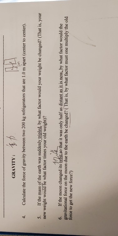 Solved GRAVITY: 0 4. Calculate the force of gravity between | Chegg.com