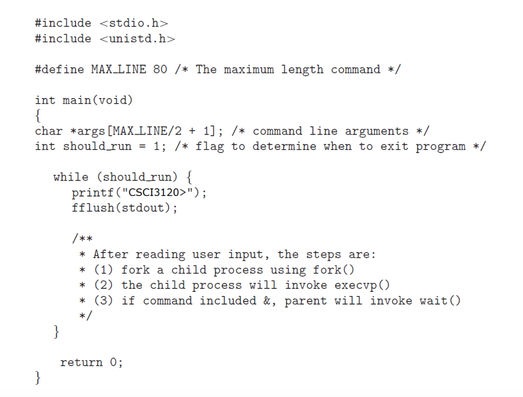 Solved Design a C program to serve as a shell interface that | Chegg.com