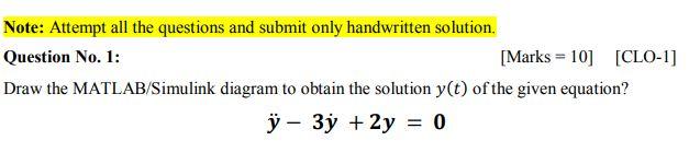 Solved Draw the MATLAB/Simulink diagram to obtain the | Chegg.com