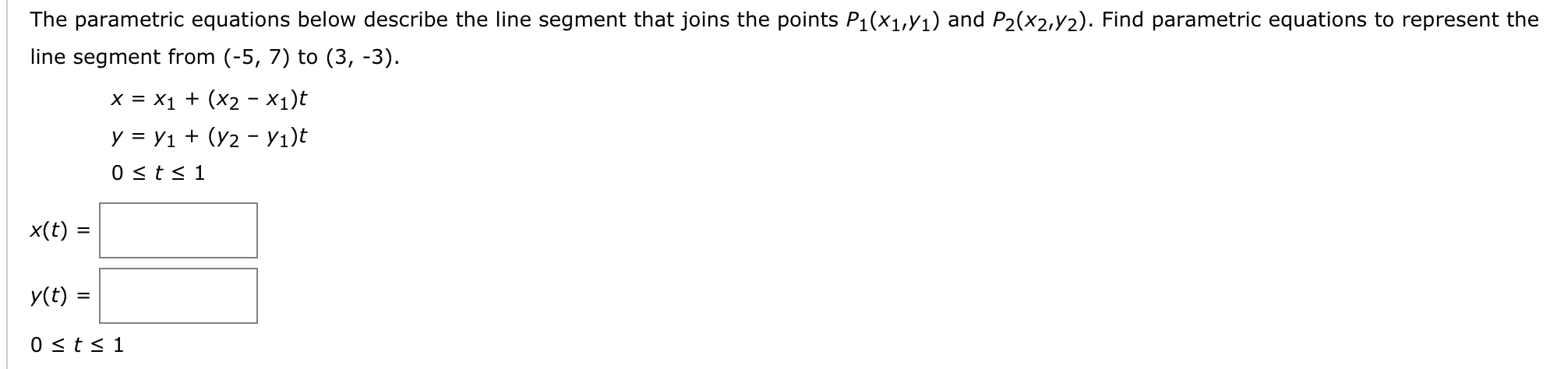 Solved The parametric equations below describe the line | Chegg.com