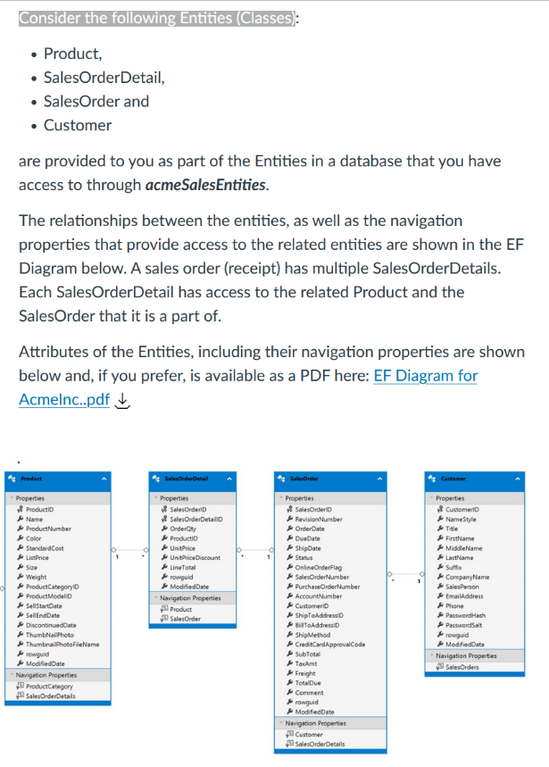 Solved Consider the following Entities (Classes): | Chegg.com