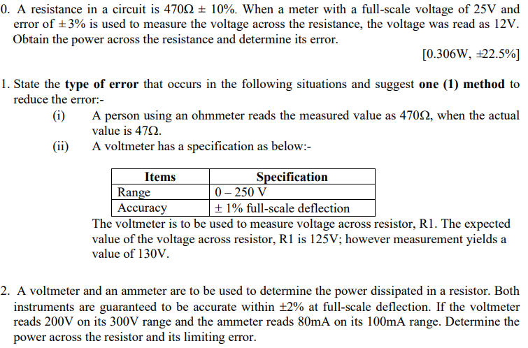 Solved A circuit measurement for resistance of 550 N is | Chegg.com