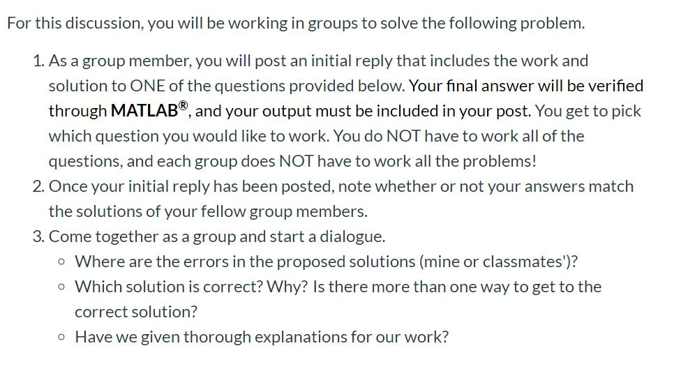 Solved For this discussion, you will be working in groups to | Chegg.com