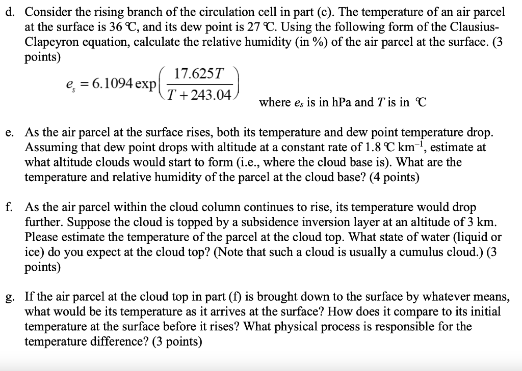 Solved Convection and Cloud Formation ( 20 points): During | Chegg.com