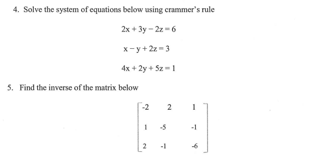 Solved 4. Solve the system of equations below using | Chegg.com