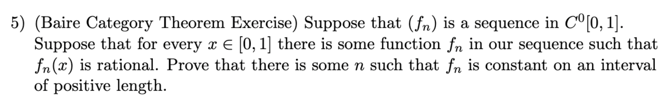 Solved (Baire Category Theorem Exercise) Suppose that (fn) | Chegg.com