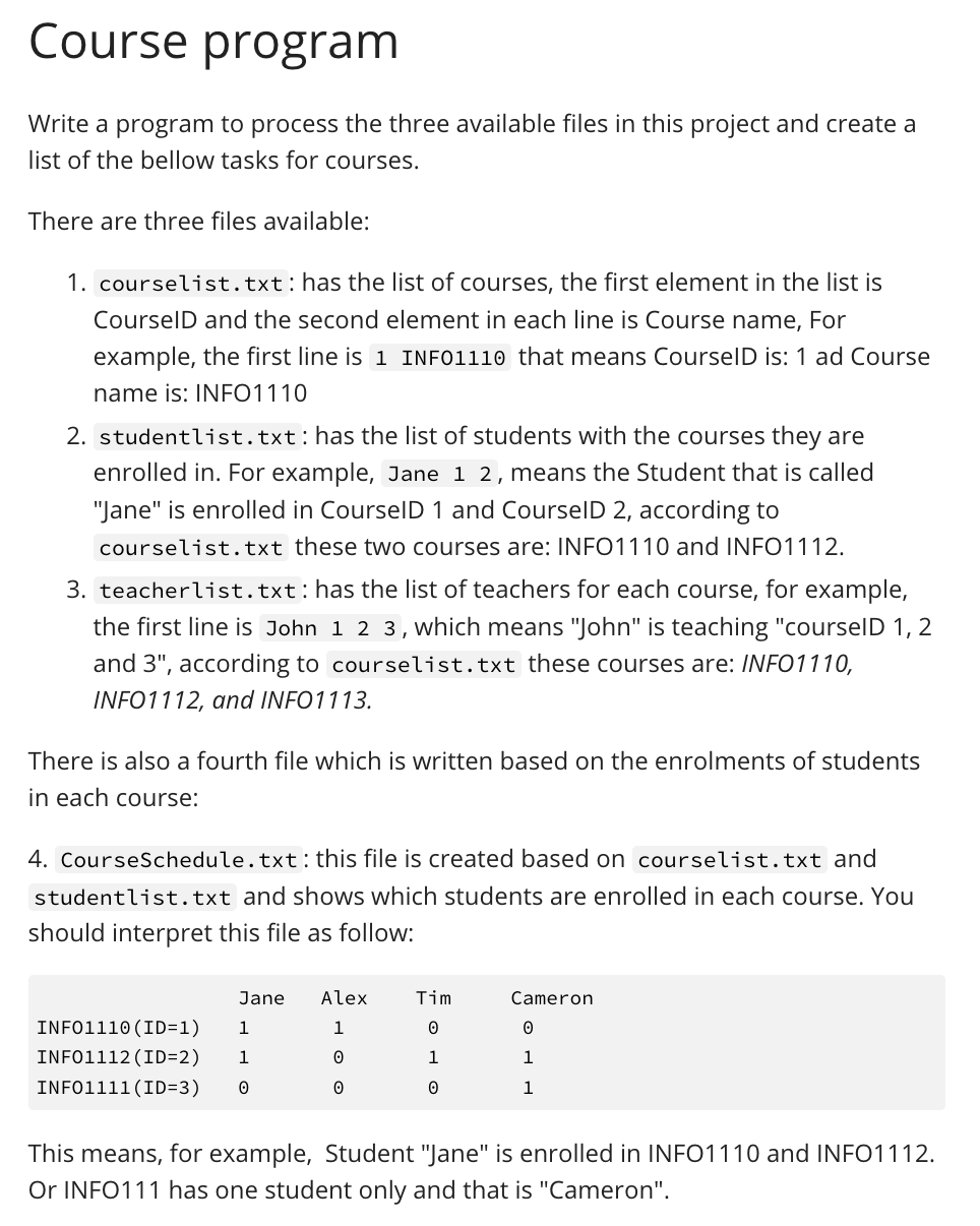 Solved Write a program to process the three available files | Chegg.com
