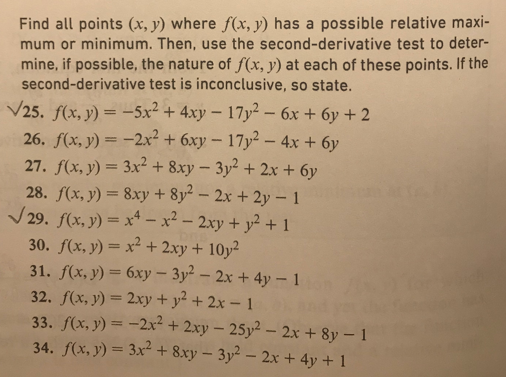 Solved Find all points (x, y) where f(x, y) has a possible | Chegg.com