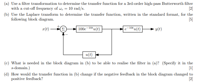 Solved (a) Use a filter transformation to determine the | Chegg.com