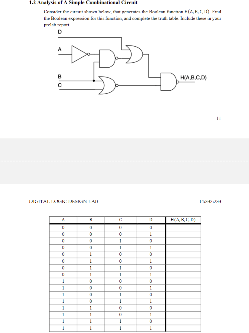 Solved 1.2 Analysis of A Simple Combinational | Chegg.com Solved 1.2 Analysis of A Simple Combinational | Chegg.com