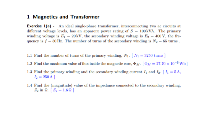 Solved 1 Magnetics and Transformer Exercise 1(a) - An ideal | Chegg.com