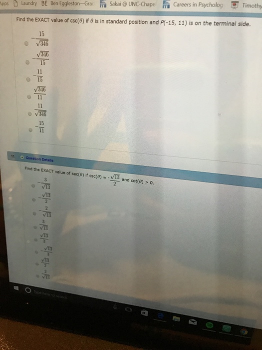 Solved Find the EXACT value of csc(theta) if theta is in | Chegg.com