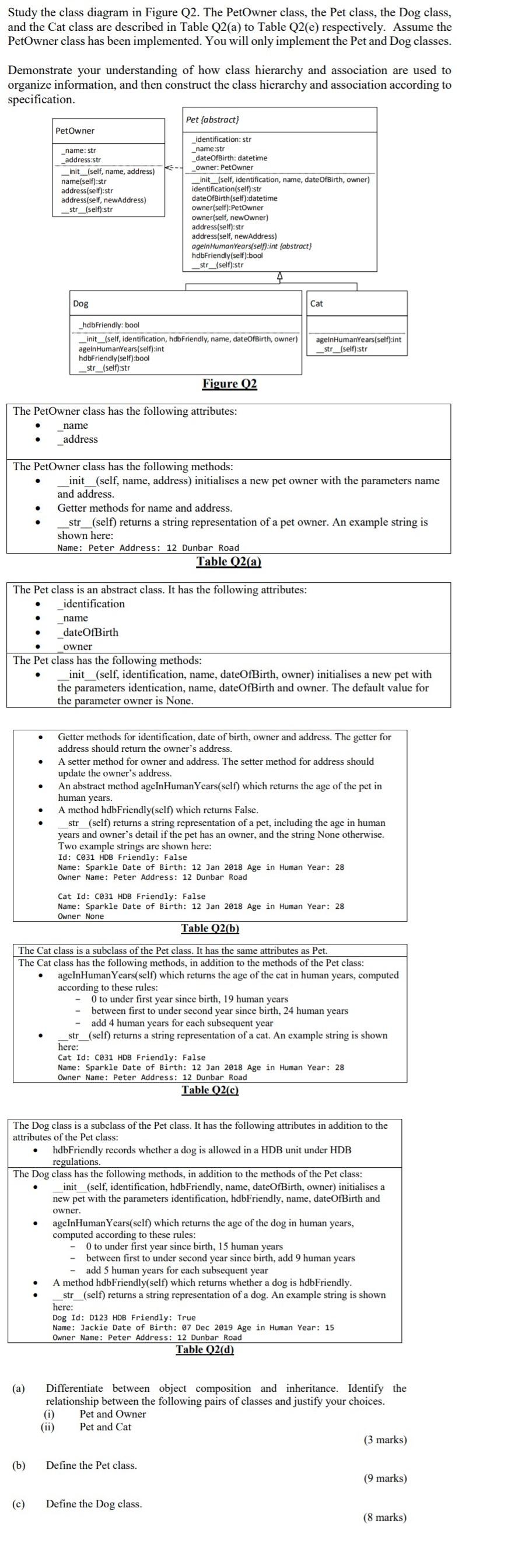 Solved Study the class diagram in Figure Q2. The PetOwner | Chegg.com