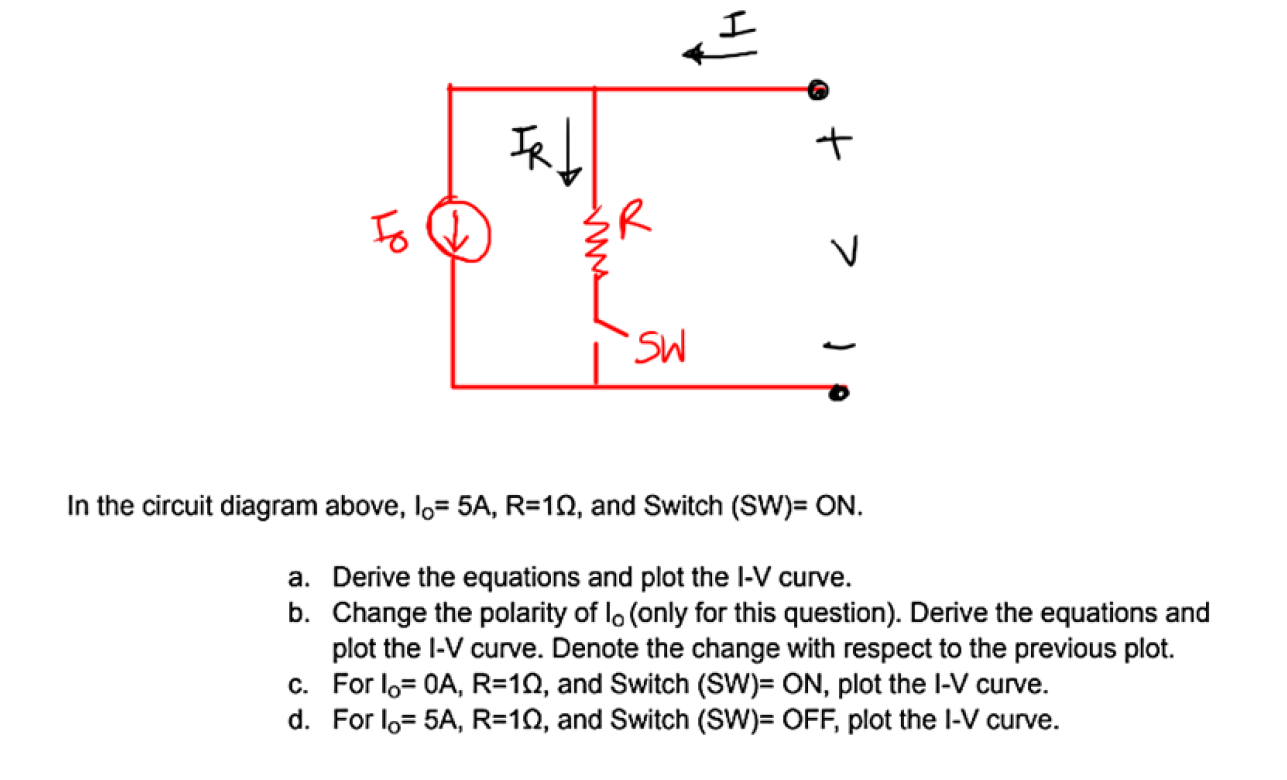 Solved HI + IRL 50 R V SW In the circuit diagram above, lo= | Chegg.com