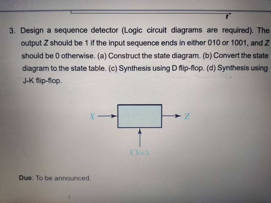 3. Design a sequence detector (Logic circuit diagrams | Chegg.com