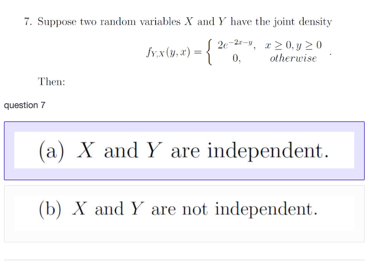 Solved 7. Suppose two random variables X and Y have the | Chegg.com