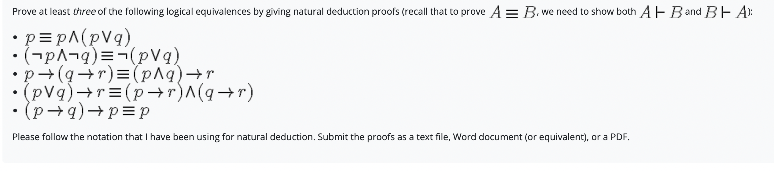 Solved Prove at least three of the following logical | Chegg.com