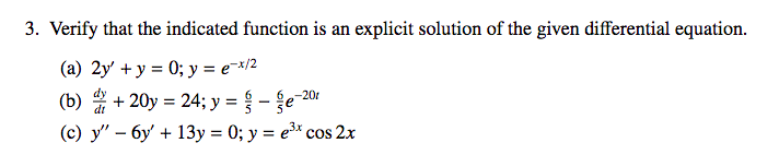 Solved 3. Verify that the indicated function is an explicit | Chegg.com