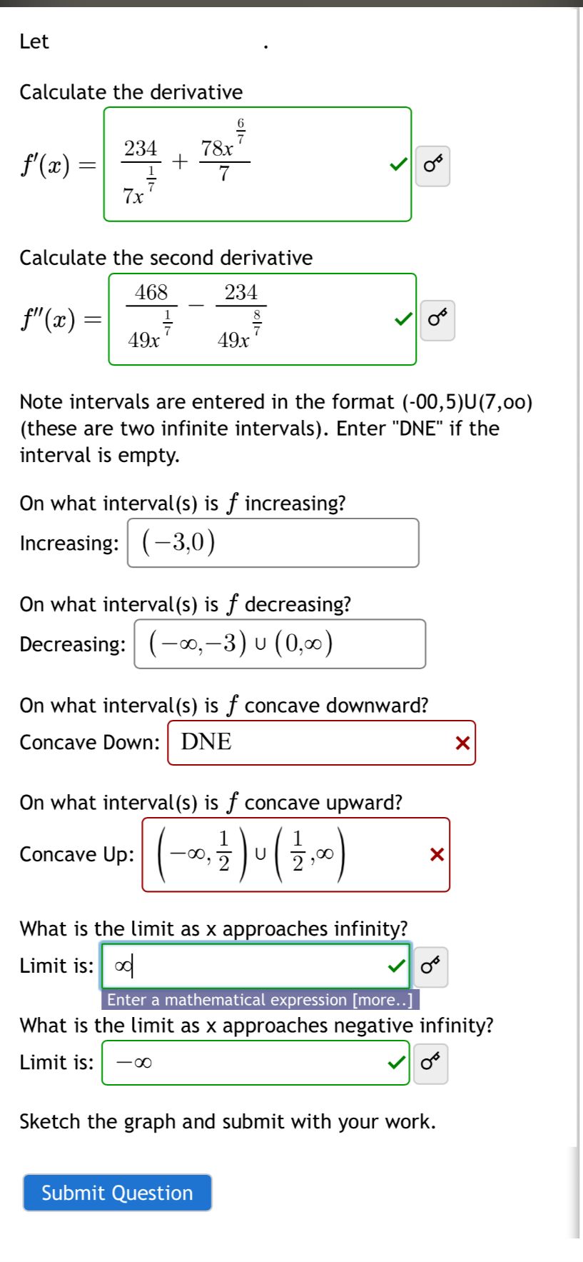 Solved Calculate the derivative f′(x)=7x71234+778x76 | Chegg.com