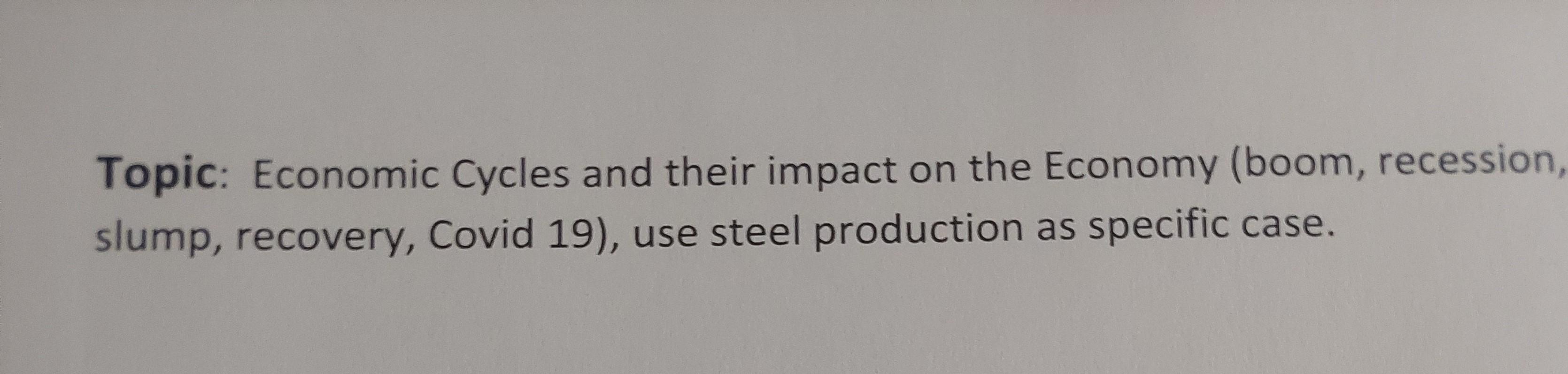 Solved Topic: Economic Cycles and their impact on the | Chegg.com