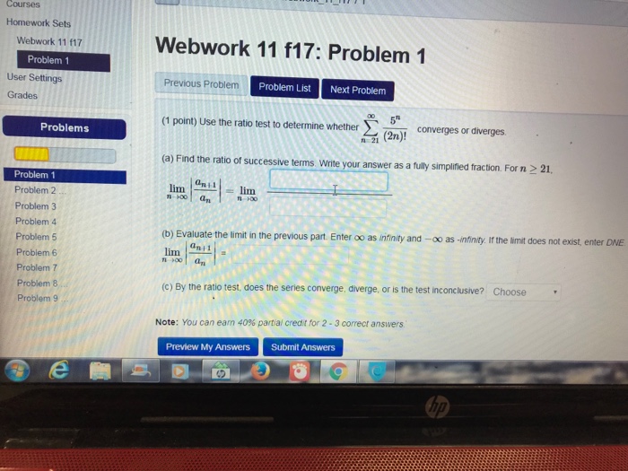 Solved Courses Homework Sets Webwork 11 f17: Problem 1 | Chegg.com Solved Courses Homework Sets Webwork 11 f17: Problem 1 | Chegg.com